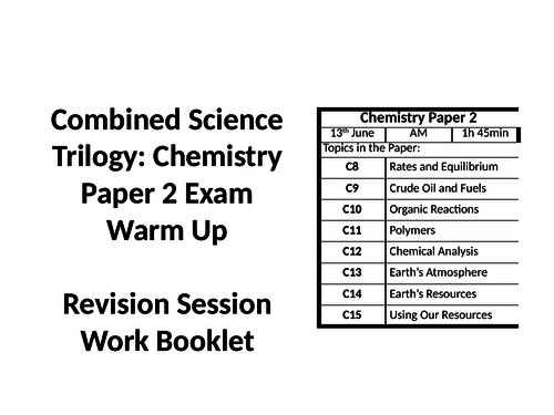 AQA GCSE Chemistry Paper 2 Revision Session | Teaching Resources