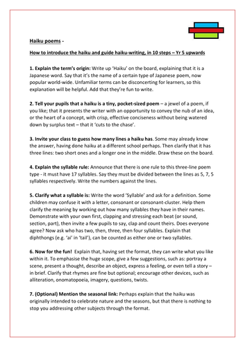 Haiku poems - how to introduce and teach haiku-writing in 10 steps - Yr ...