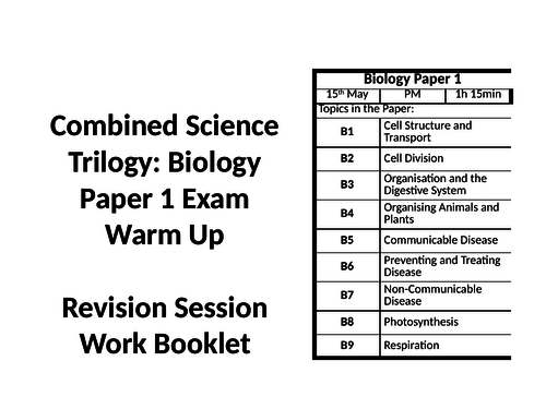Aqa Gcse Biology Paper 1 Revision Session Teaching Resources