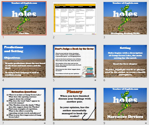 Holes - Chapters 1 - 3 (PowerPoint, lesson plans, worksheets and ...