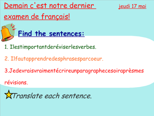 FRENCH WRITING REVISION LESSON FOR AQA EXAM SUCCESS | Teaching Resources
