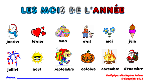 Primary French: Months of the year | Teaching Resources