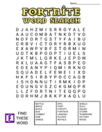 Fortnite Word Search: 3 Difficulties | Teaching Resources