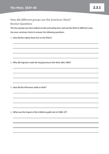 NEW OCR GCSE Making of America - Unit 2 - American West | Teaching ...