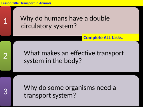 Transport in Animals 3.2 Lessons OCR Biology A Level | Teaching Resources