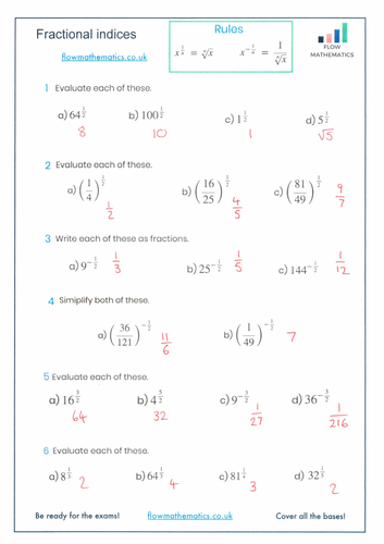 Evaluating fractional indices | Teaching Resources Evaluating fractional indices | Teaching Resources