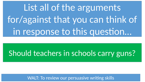 Should teachers be armed? A persuasive writing scheme | Teaching Resources