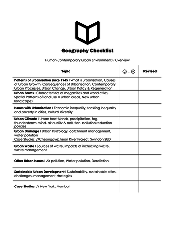 A Level Geography I Checklist Bundle | Teaching Resources