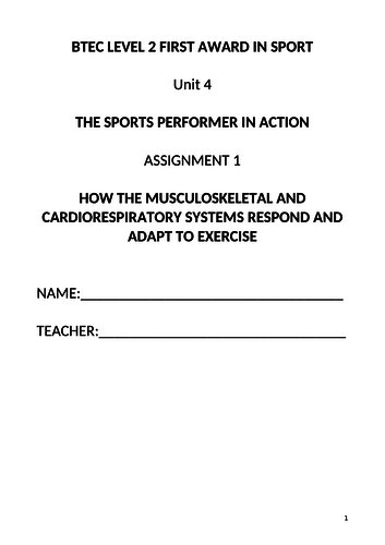 BTEC SPORT LEVEL 2 - UNIT 4 COMPLETE SOW and BOOKLET - APPROVED BY ...