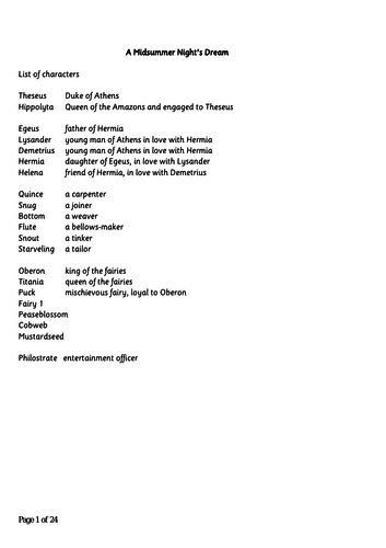 Easy Peasy Shakespeare play script: A Midsummer Night's Dream ...