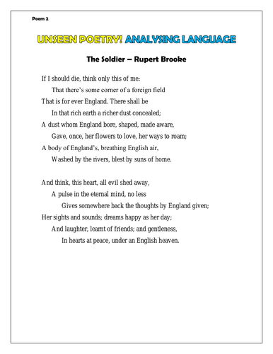 Unseen Poetry - Analysing Language! | Teaching Resources