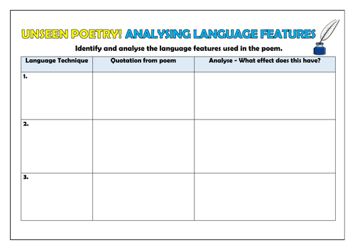 Unseen Poetry - Analysing Language! | Teaching Resources