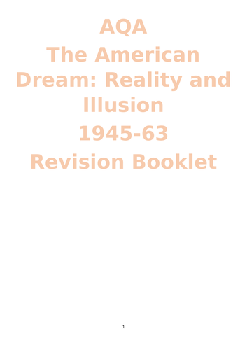 The American Dream 1945-63 Summary Guide | Teaching Resources