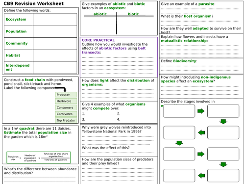 Edexcel Combined Science Biology Revision Worksheets | Teaching Resources