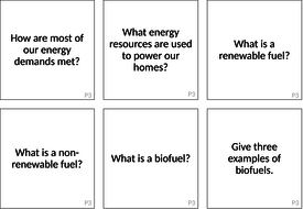 Physics flash cards - P3 Energy resources | Teaching Resources