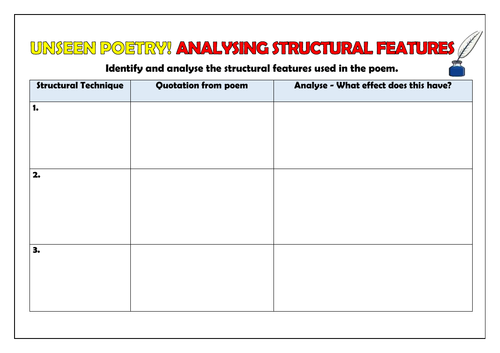 Unseen Poetry - Analysing Structure! | Teaching Resources