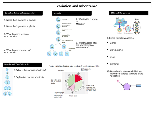 AQA 2018 Evolution, Variation and Inheritance Revision Resource ...