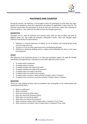 Politeness and courtesy | Teaching Resources
