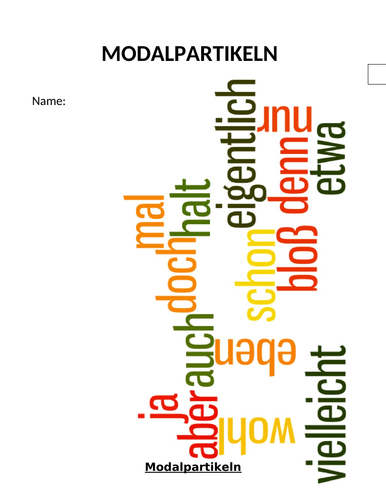 KS5 German - Modal Particles Booklet | Teaching Resources