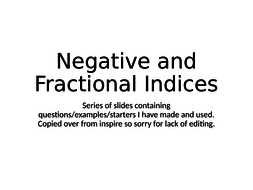 Negative and Fractional indices | Teaching Resources