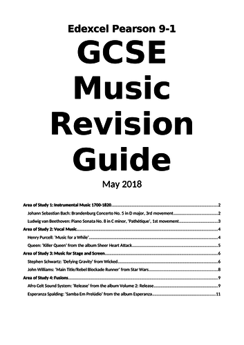GCSE Music Revision Guide for 9-1 Edexcel Pearson exam | Teaching Resources