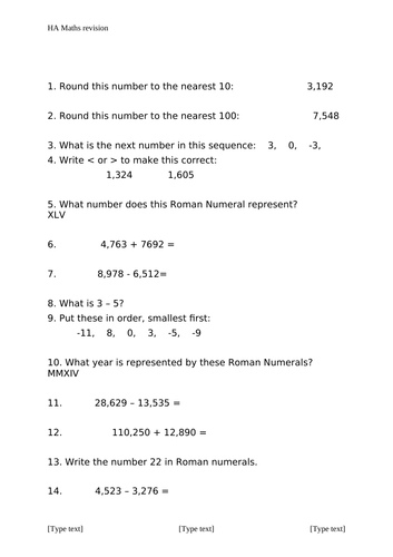 Maths revision Year 4: Place Value, Addition/Subtraction and decimals 3 ...