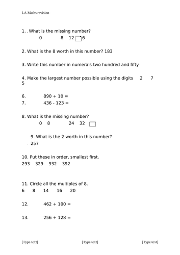 Maths revision Year 4: Place Value, Addition/Subtraction and decimals 3 ...