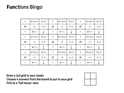 GCSE 9-1 Functions Bingo | Teaching Resources