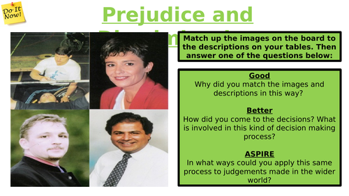 AQA A GCSE Theme F Human Rights and Social Justice: Lesson 2 Prejudice ...