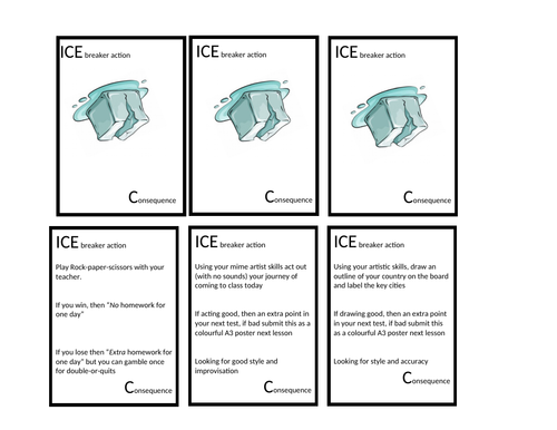 24 x Ice breaker playing cards for any subject at secondary and upwards ...
