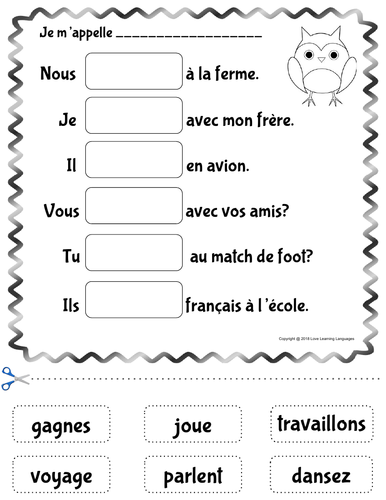 French ER verbs present tense - Cut and paste worksheets | Teaching ...