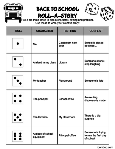 Back to school Roll A Story | Teaching Resources
