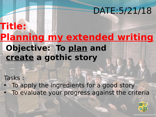 Extended Writing Planning - Gothic Writing Skills SOW - Wolsey Academy ...