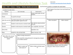 HEALTH AND LIFESTYLE REVISION TASK | Teaching Resources
