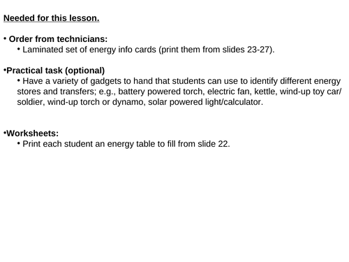 Energy Stores and Transfers Year 7 Lesson PowerPoint (KS3 7Ib) Energy ...
