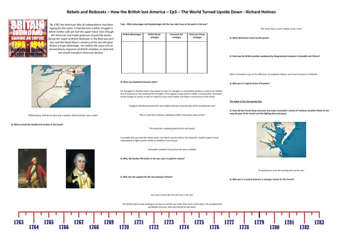 9-1 Rebels and Redcoats - Ep4 - Worksheet to support the Richard Holmes ...