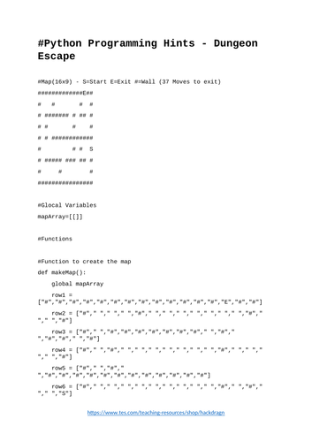 Beginning Python Programming – Dungeon Escape | Teaching Resources