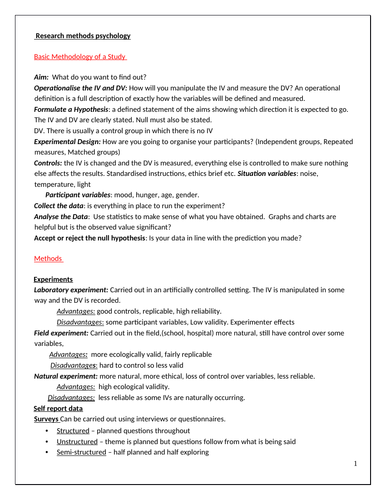 Psychology Research Methods | Teaching Resources