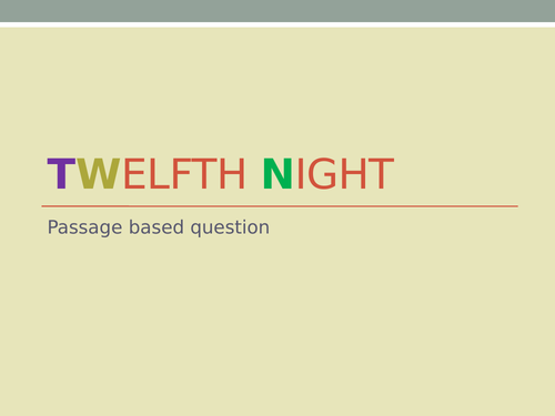 Passage based question Twelfth Night | Teaching Resources