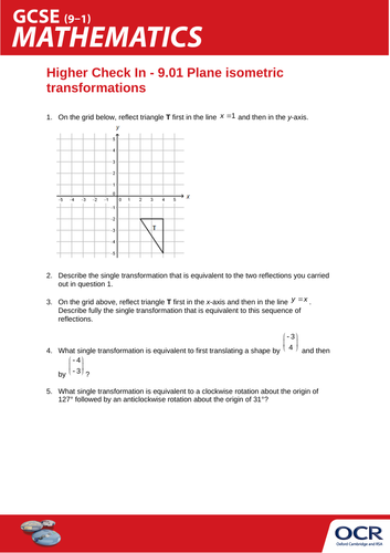 OCR Maths: Higher GCSE - Check In Test 9.01 Plane isometric ...