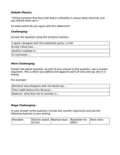 Bullying : Body Shaming PSHE | Teaching Resources