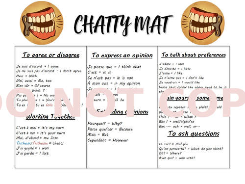 French Classroom Chatty Mat | Teaching Resources