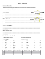 A Level Chemistry Redox Reactions | Teaching Resources