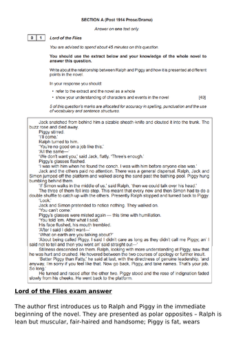 Lord of the Flies exam answer - Eduqas GCSE English Literature ...