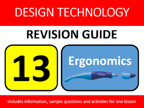 2 x 1 hour GCSE Design Resistant Materials Revision Lessons Ergonomics ...