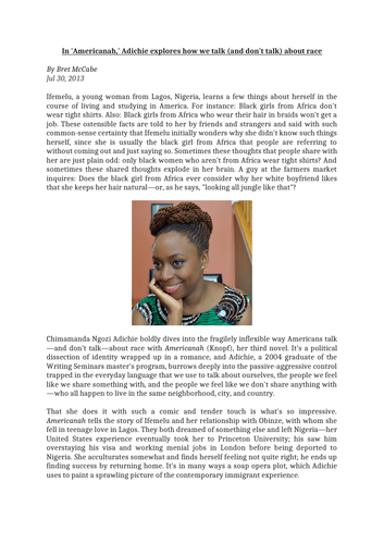 Adichie's 'Americanah!' - Lesson 7, chapters 25-30 and characterisation ...