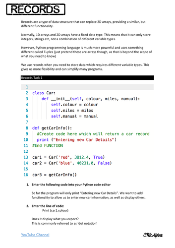 IGCSE Computer Science Records, Arrays, 2D arrays Tasks | Teaching ... IGCSE Computer Science Records, Arrays, 2D arrays Tasks | Teaching ...