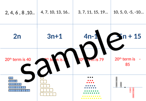 card matching activity- linear sequences - match the patterns ...