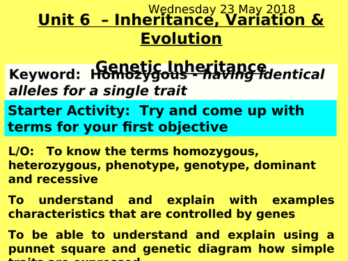NEW AQA 9-1 TRILOGY - UNIT 6 - INHERITANCE, VARIATION AND EVOLUTION ...