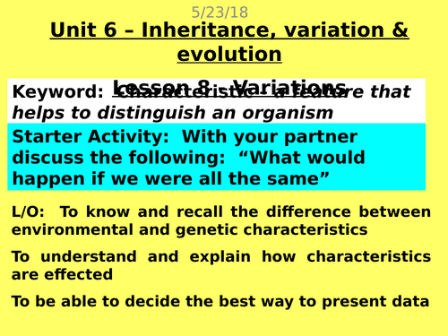 NEW AQA 9-1 TRILOGY - UNIT 6 - INHERITANCE, VARIATION AND EVOLUTION ...